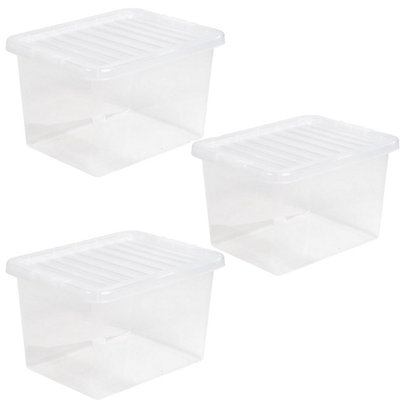3 x 45 Litre Multipurpose Plastic Storage Containers Useful Boxes ...