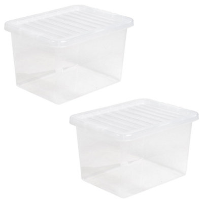 3 x 45L Strong Clear Multipurpose Transparent Storage Container ...