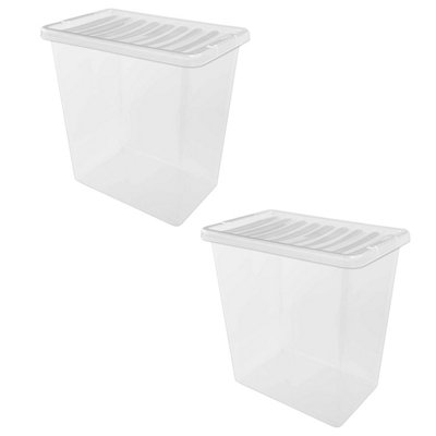 3 x 55 Litre Clear Plastic Storage Containers With Lids Ideal For Home ...