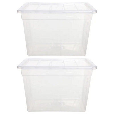 3 x 64 Litre Strong Clear Transparent Storage Containers Ideal For ...