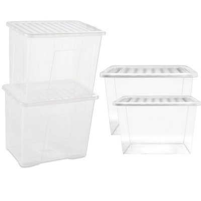 3 x 80 Litre Multipurpose Plastic Storage Containers Useful Boxes ...