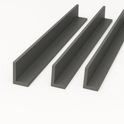 3 x Anthracite Grey 1 Metre UPVC Plastic Rigid Angle 50 x 25mm Corner ...