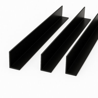 3 x Black 1 Metre UPVC Plastic Rigid Angle 50 x 25mm Corner Cover Trim ...