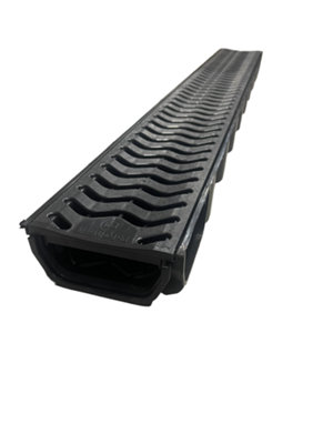 3 x Black Low Flow Shallow Flow Drain Plastic Grating 50mm Deep x 1m ...
