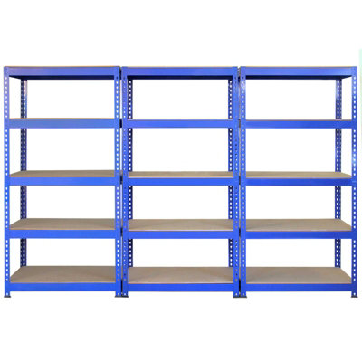 3 x Blue Racking Bay Unit 5 Tier Heavy Duty Steel Metal 200kg capacity ...