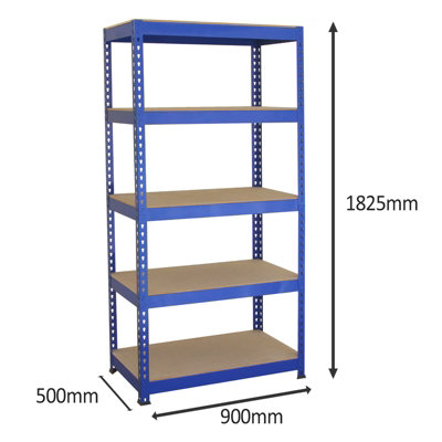 3 x Blue Racking Bay Unit 5 Tier Heavy Duty Steel Metal 200kg capacity ...