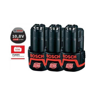 3 X Bosch 12v / 10.8v Lithium Ion 2.0ah Battery for GSR GDR GOP GWI GSA ...