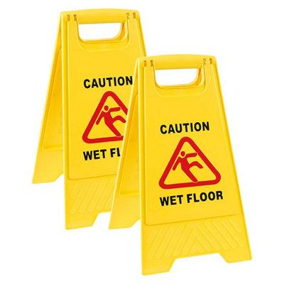 3 x Bright Yellow 'A' Frame Wet Floor Safety Warning Caution Sign ...