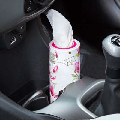 3 x Car Cup Holder Tissue Boxes with 60 Tissues in Each - Cylinder Tube ...
