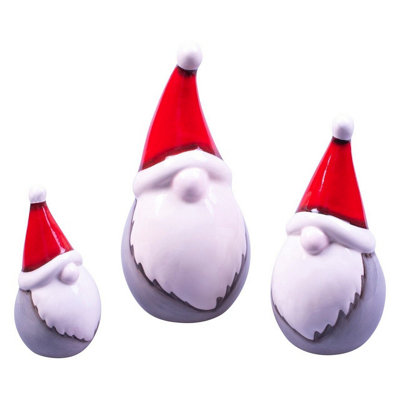3 x Ceramic Christmas Gonk Ornaments - Freestanding Scandi Gnome Family ...