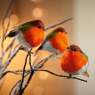 3 x Clip-On Robin Bird Decorations - Decorative Ornaments for Napkins ...