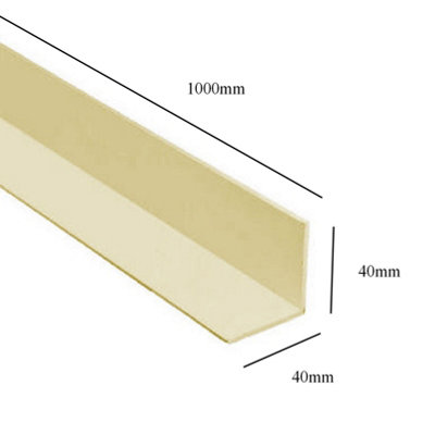 3 x Cream 1 Metre UPVC Plastic Rigid Angle 40 x 40mm Corner Cover Trim ...