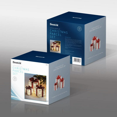 3 X Decorative Christmas Parcels - With 35 White Led Lights - Parcel ...