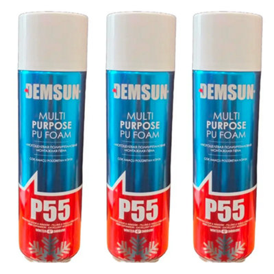 3 x Demsun P55 Hand Held Multi Purpose Expanding foam 500ml