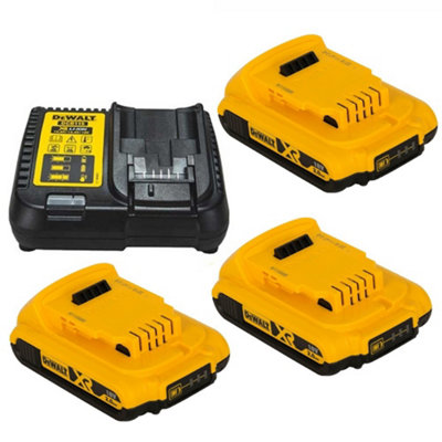 3 x Dewalt DCB183 2.0ah 18v XR Lithium Ion Battery + DCB115 Charger ...