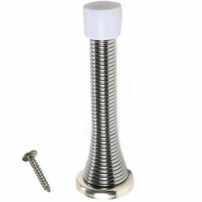 3 x fiXte Wall Mounted Chrome Spring Door Stop Sprung Stopper Skirting ...