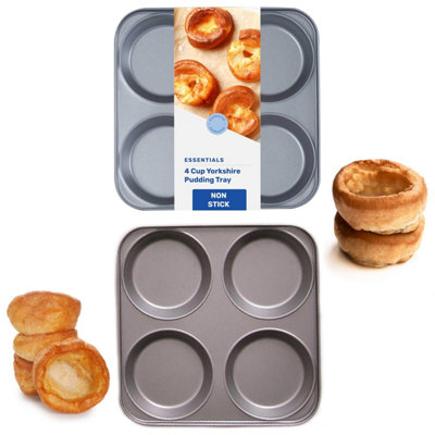 3 x Giant Easy to Use Non-Stick 4 Cup Yorkshire Pudding Oven Baking Tray