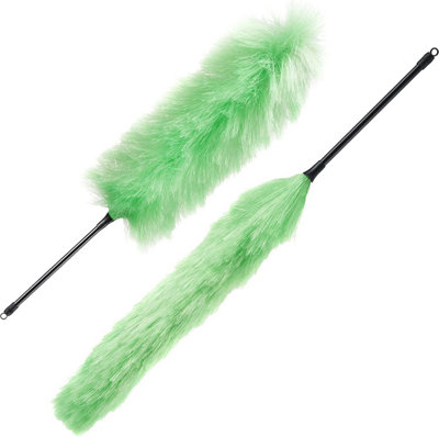 3 x Green Electrostatic Duster Mops - Long Handle Extendable Synthetic Feather Dusters - Home ...