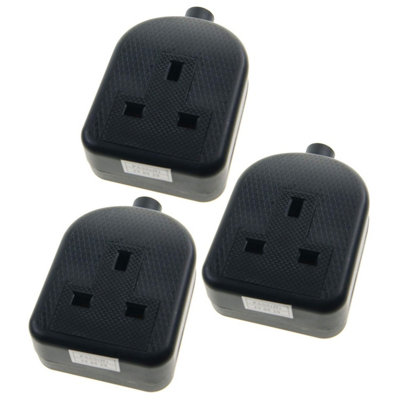 3 x High Impact 1 Gang Trailing Extension Socket, without Plug and ...