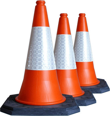 3 x High Visibility Orange Reflective 75cm Self Weighted Road ...