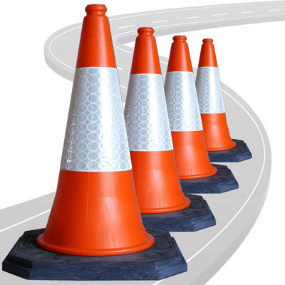 3 x High Visibility Orange Reflective 75cm Self Weighted Road ...