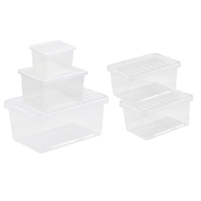 3 x Home Office Clear 64 Litre Transparent Plastic Storage Containers ...