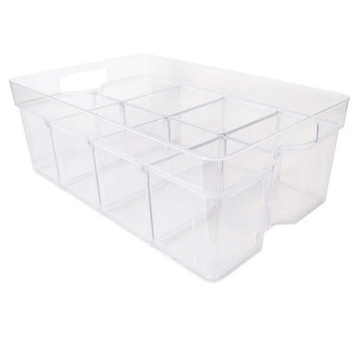 3 x Large (55x35x12.5cm) Adjustable & Stackable Storage Organisers With ...