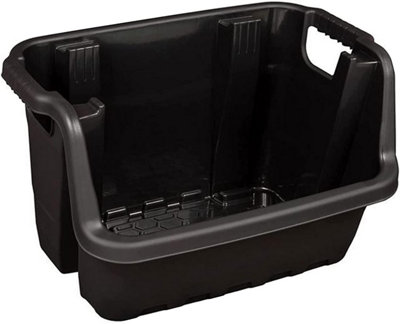 3 x Large Black Open Fronted Black Plastic Stacking Crates For Order ...