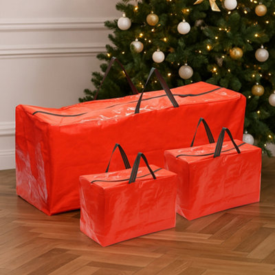 3 X Large Christmas Storage Zip Bags Tree, Decorations, Lights With ...