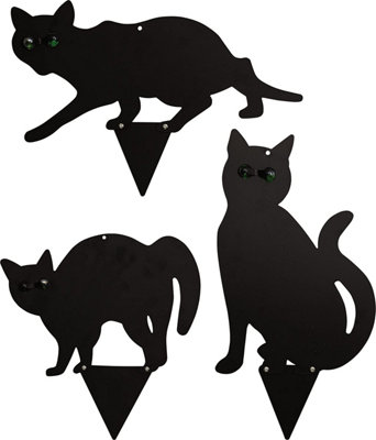 3 x Life-Sized Decoy Cats - Weatherproof Metal Cat Silhouette Garden ...