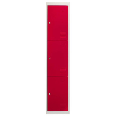 3 x Metal Storage Lockers - Four Doors, Blue - Flatpack