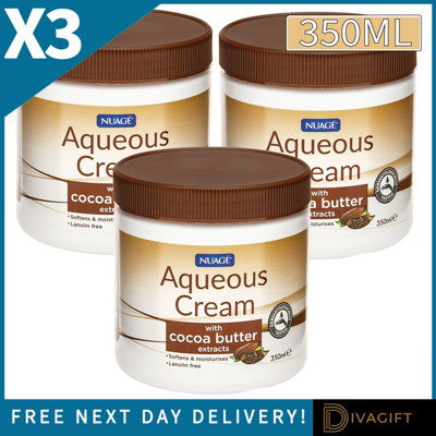 3 x Nuage Aqueous Cream with Cocoa Butter 350ml Rich Moisturising Skin ...