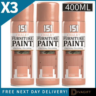 3 x PF Chalk Finish Oriental Pink Paint 400ml Chalk Effect Paint for ...