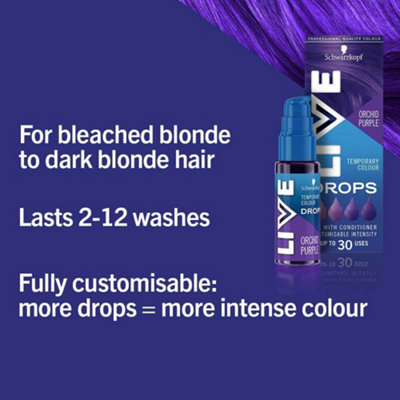 3 x Schwarzkopf LIVE Colour Drops Orchid Purple Semi-Permanent Hair Dye ...