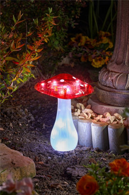 3 x Smart Garden Magic Mushroom Toadstool Post Bollard Ground Solar Light