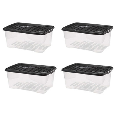 3 x Stackable & Strong Durable 42 Litre Curve Plastic Storage Boxes ...