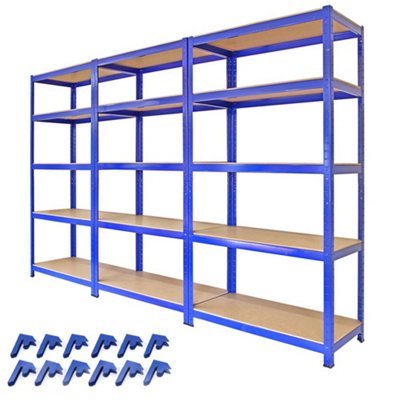 3 x T-Rax 90cm Blue Racking & Bay Connectors | DIY at B&Q