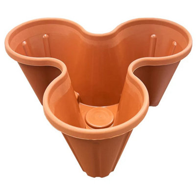 3 x Tri-Pot Stacking Strawberry Terracotta Flower Herbs Vegetable Plant ...