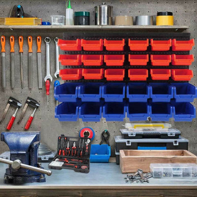 30-Bin Wall Mount Parts Rack/Storage for Nuts, Bolts, Screws, Nails ...