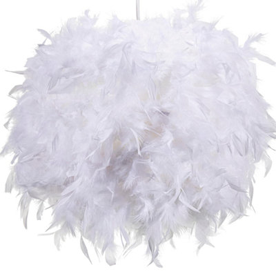 30 cm White Feather Light Shade, Lamp for Pendant Ceiling Table Fluffy ...