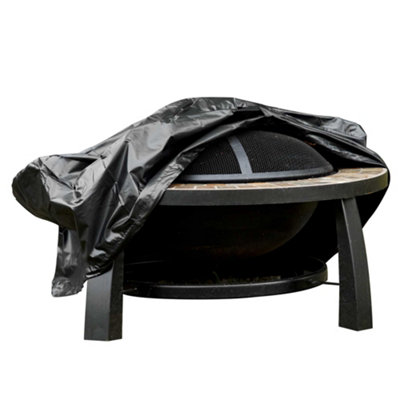 30" Deluxe Traditional Style Fire Pit with Slate Top & Drawstring Cover ...