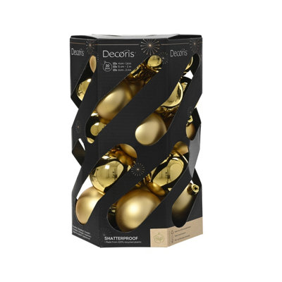 30 Gold Christmas baubles round 4cm 5cm 6cm matt and gloss finish