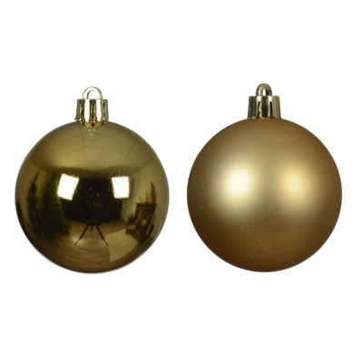 30 Gold Christmas baubles round 4cm 5cm 6cm matt and gloss finish
