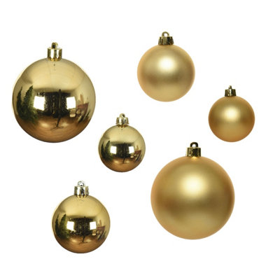 30 Gold Christmas baubles round 4cm 5cm 6cm matt and gloss finish