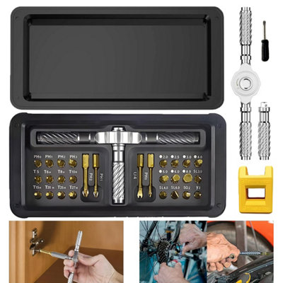 30 in 1 Magnetic Screwdriver Set, Multi Bit Ratchet Screwdriver Set w ...