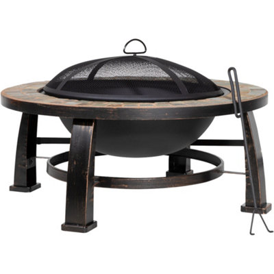 30 Inch Traditional Fire Pit Wood Burner with Safety Mesh Screen for ...