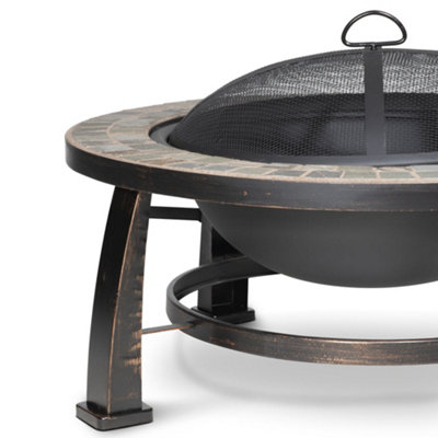 30 Inch Traditional Fire Pit Wood Burner with Safety Mesh Screen for ...
