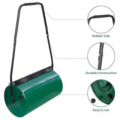 30 LITRE GARDEN LAWN ROLLER HEAVY DUTY BARREL GRASS SEED SAND WATER ...