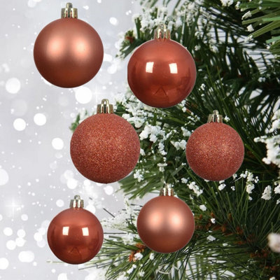 30 Orange Baubles Christmas Tree Decorations Spiced Pumpkin Hanging ...