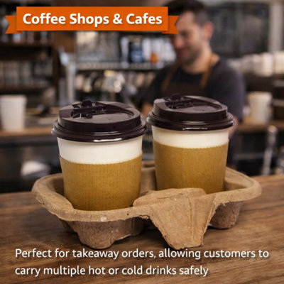 30 Pack 2 Cup Tray Holders Brown Cup Carriers for Hot and Cold Drinks ...